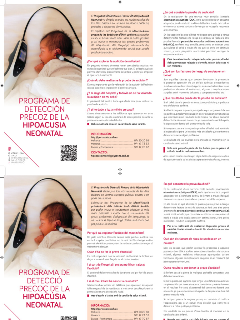 V2 1 PDPHneonatal - TRIPTICO 30X21 | PDF | Audiología | Escuchando
