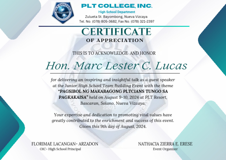 GUEST SPEAKER Certificate | PDF
