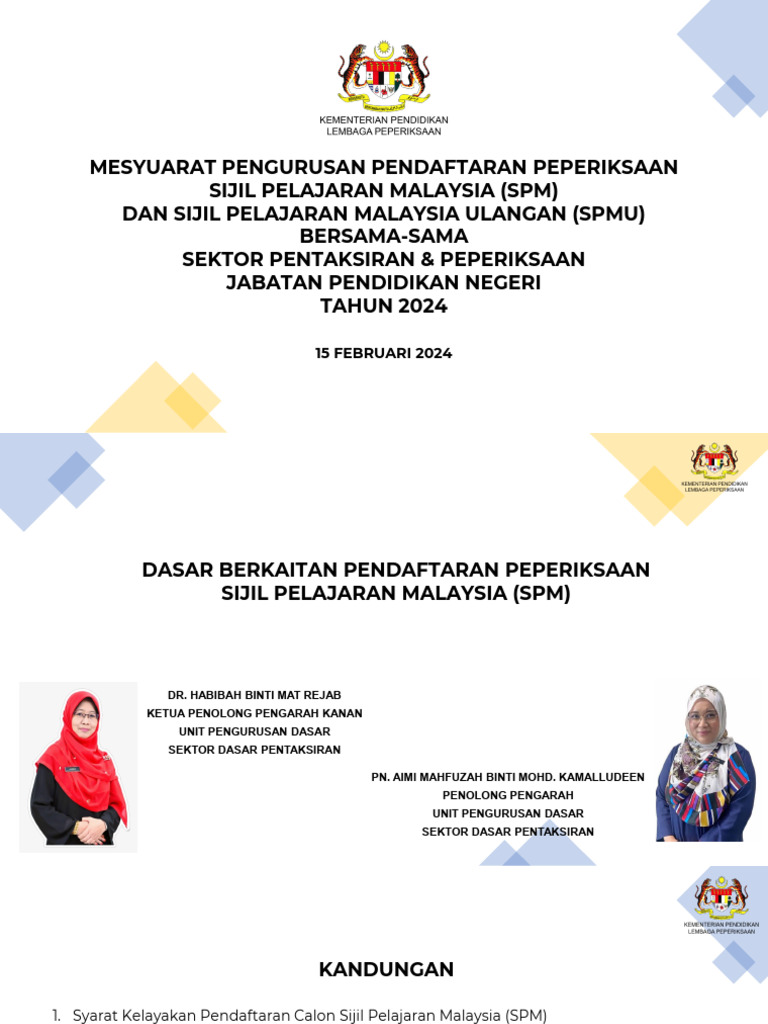 1 V2 SDP Template Mesyuarat Pengurusan Pendaftaran Peperiksaan 2024 | PDF