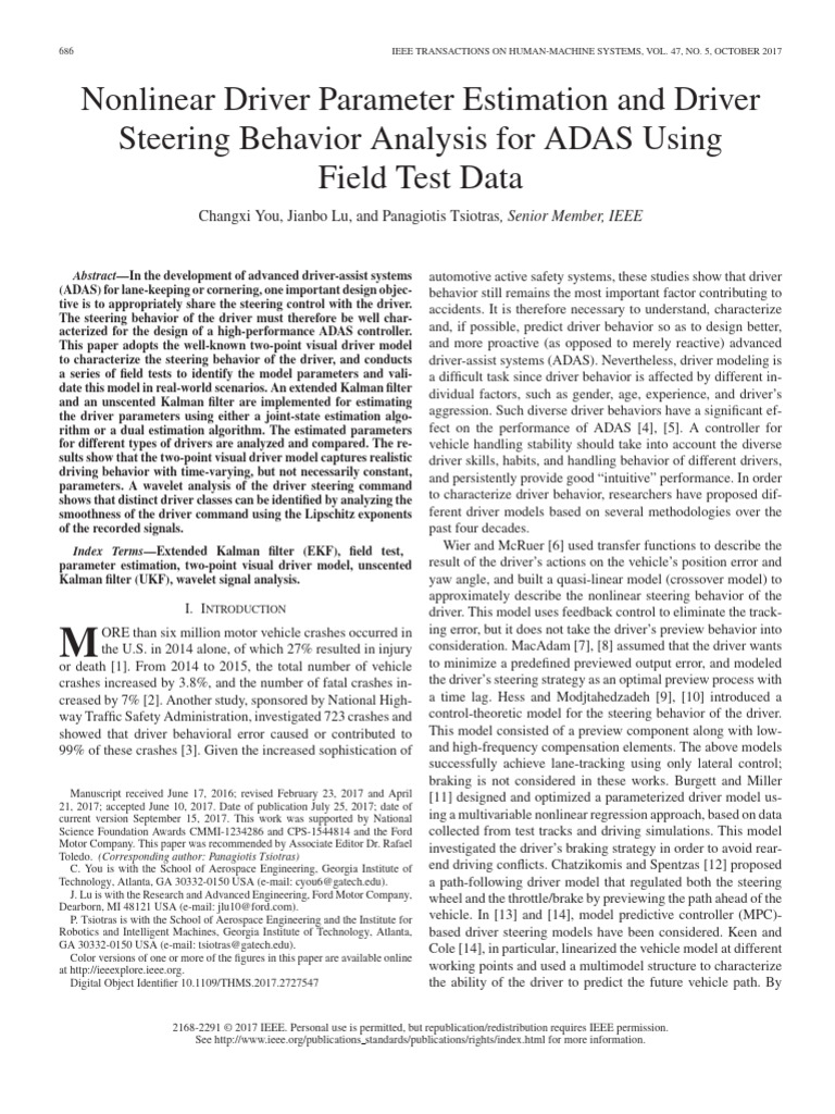 Nonlinear Driver Parameter Estimation and Driver Steering Behavior ...