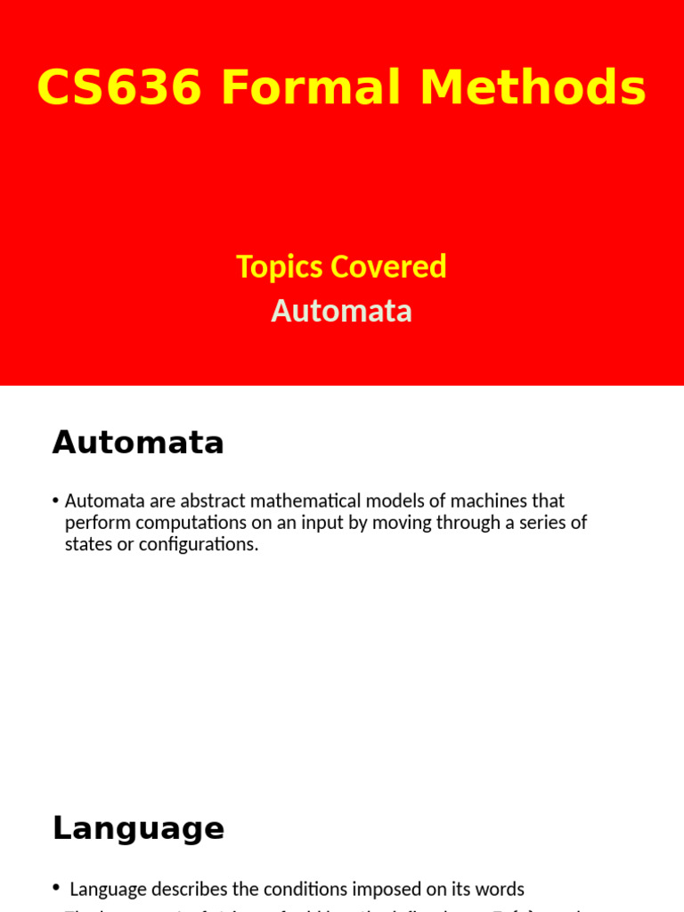 Formal Methods in Automata Theory | PDF