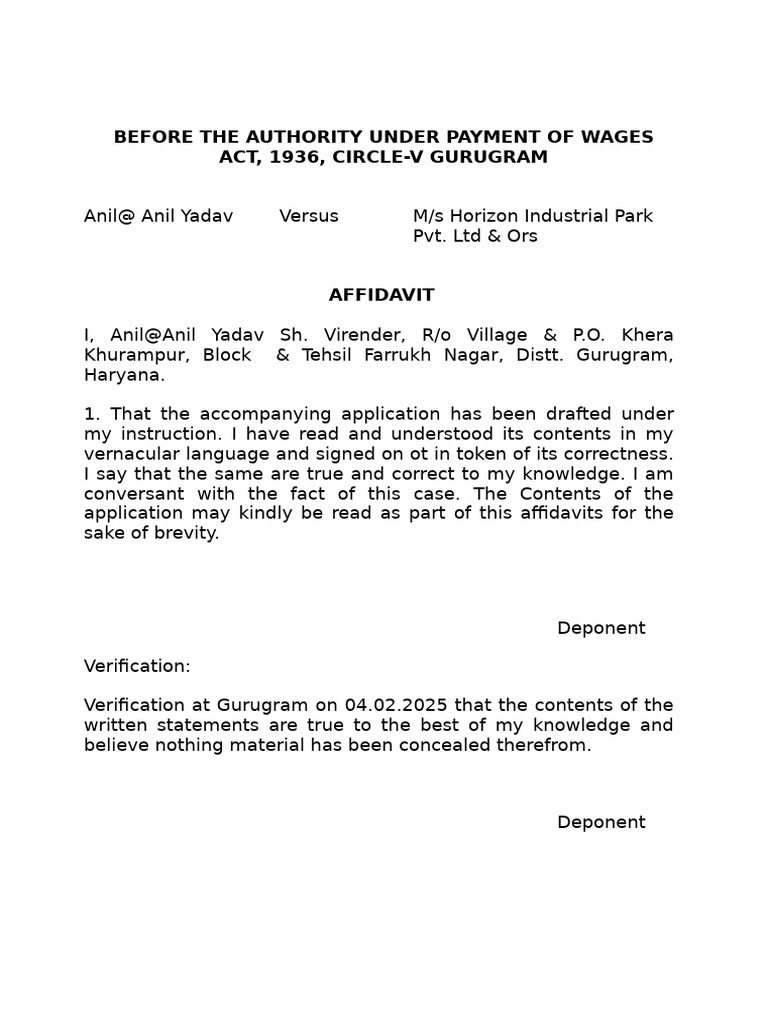 Affidavit Labour | PDF