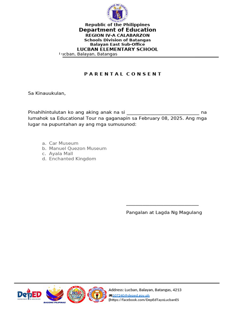 Field Trip Parental Consent | PDF