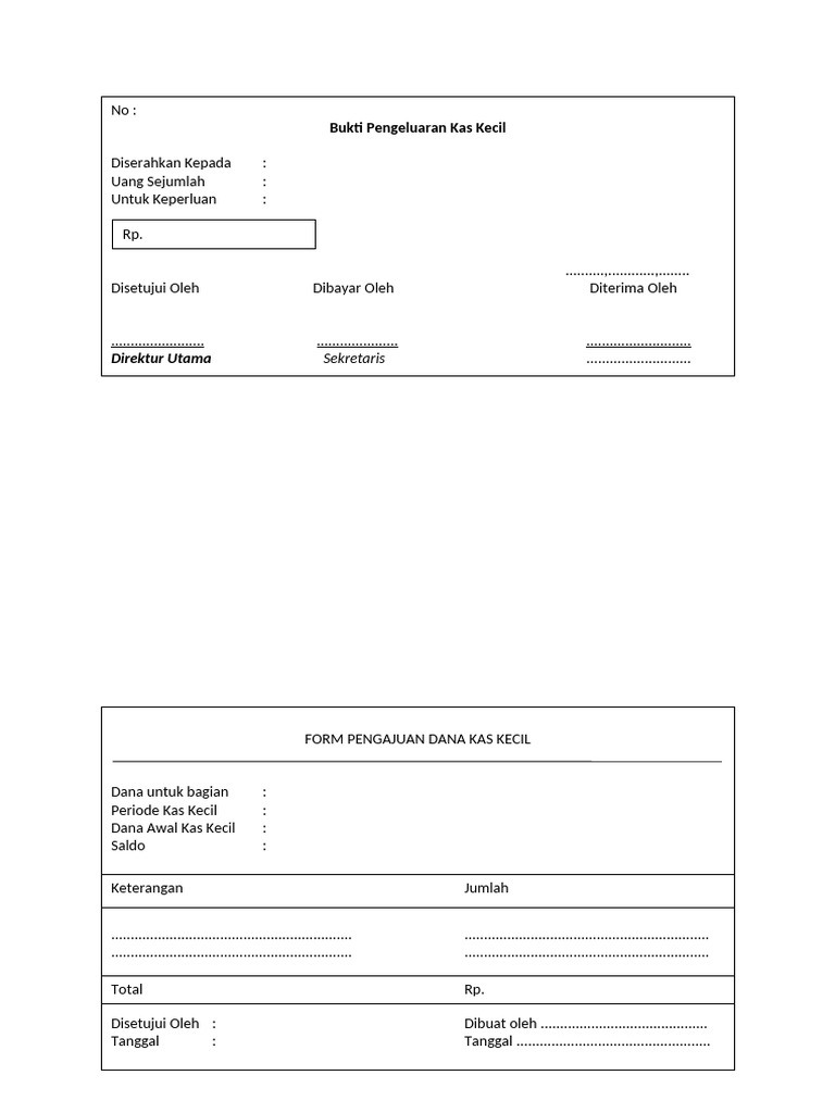 Bukti Pengeluaran Kas Kecil | PDF