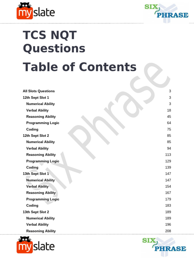 FINAL - TCS Ninja All Slots Questions 2021-22 | PDF | Interest | Percentage