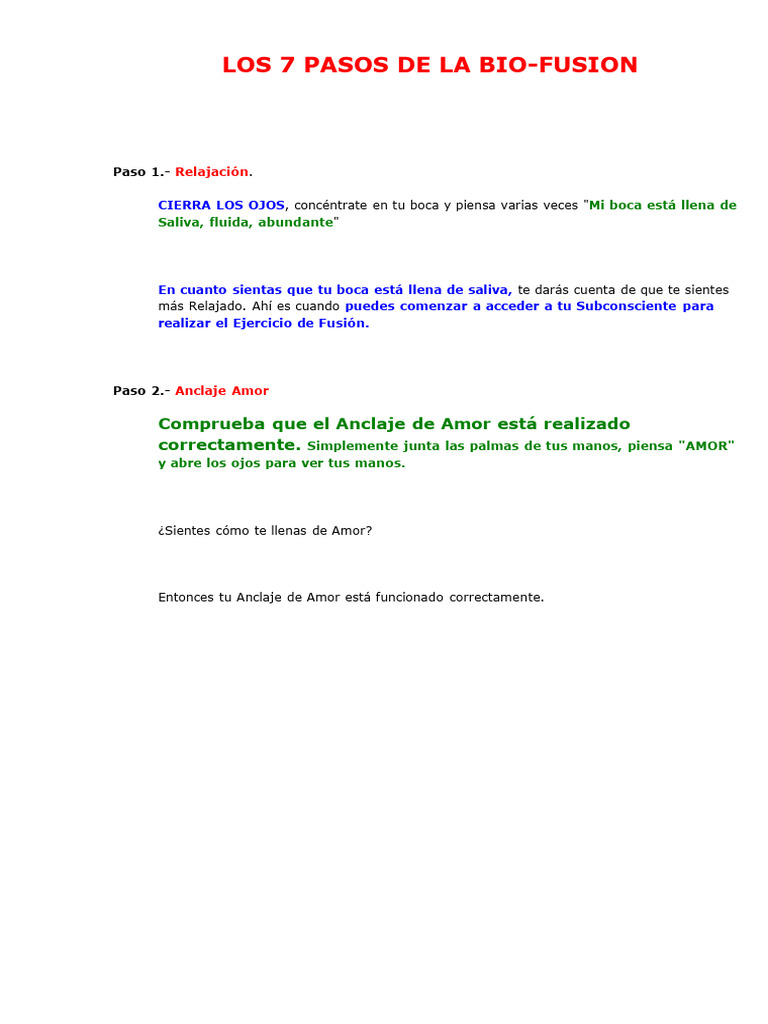 Los 7 Pasos de La Biofusion | PDF | Amor