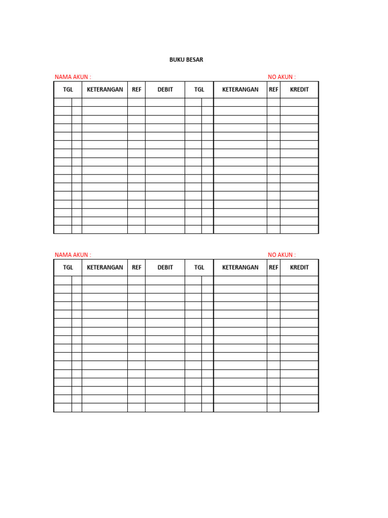 Template Buku Besar | PDF