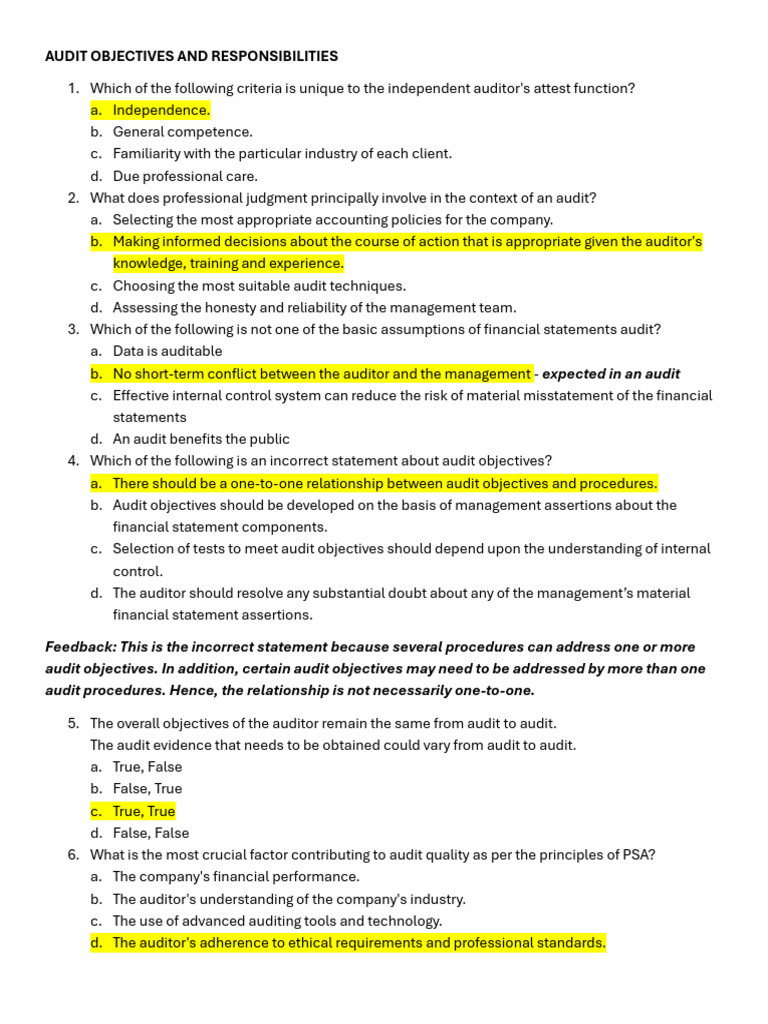 Audit Objectives and Responsibilities | PDF | Audit | Financial Audit