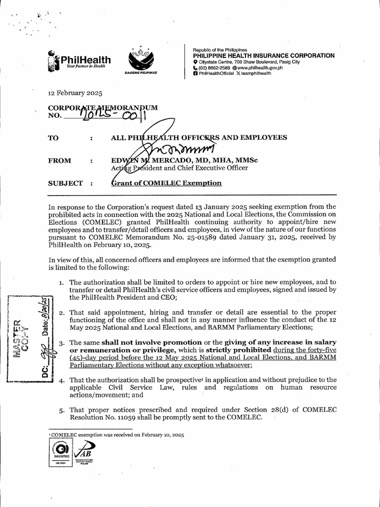 PHIC COMELEC Exemption | PDF