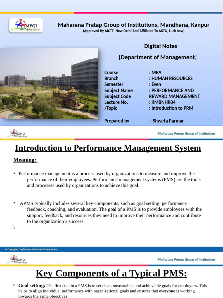 Unit 1-Introduction To PRM | PDF | Performance Appraisal | Performance Indicator