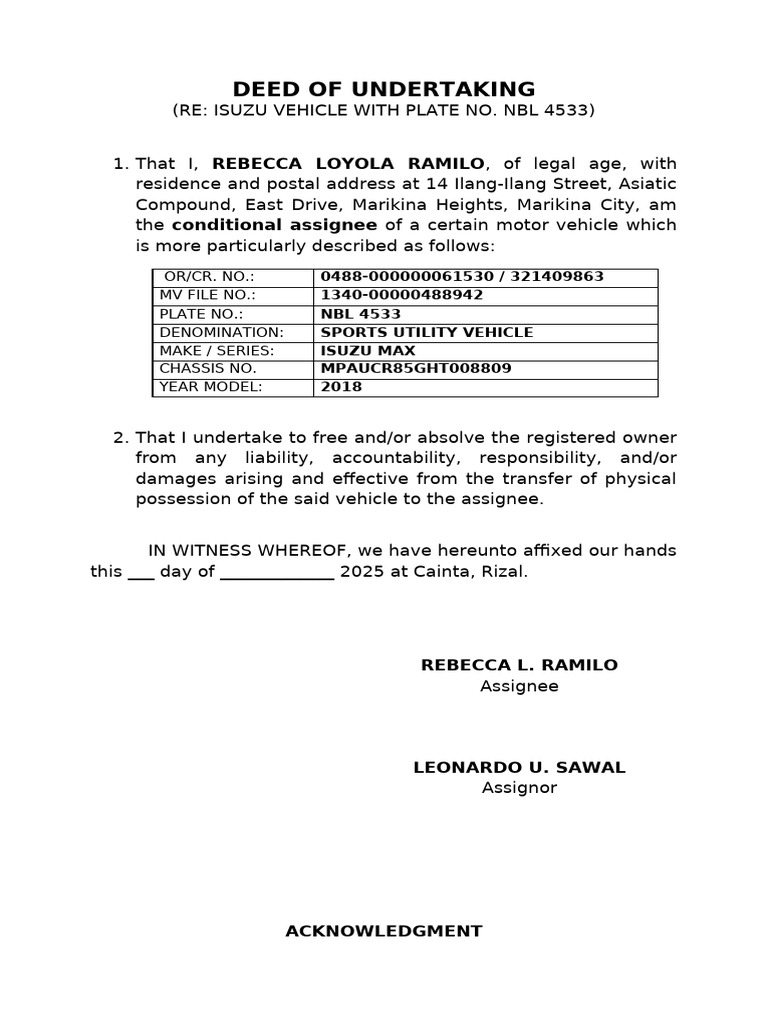 Deed of Undertaking | PDF
