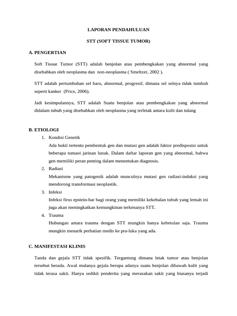 Laporan Pendahuluan STT Soft Tissue Tumo | PDF