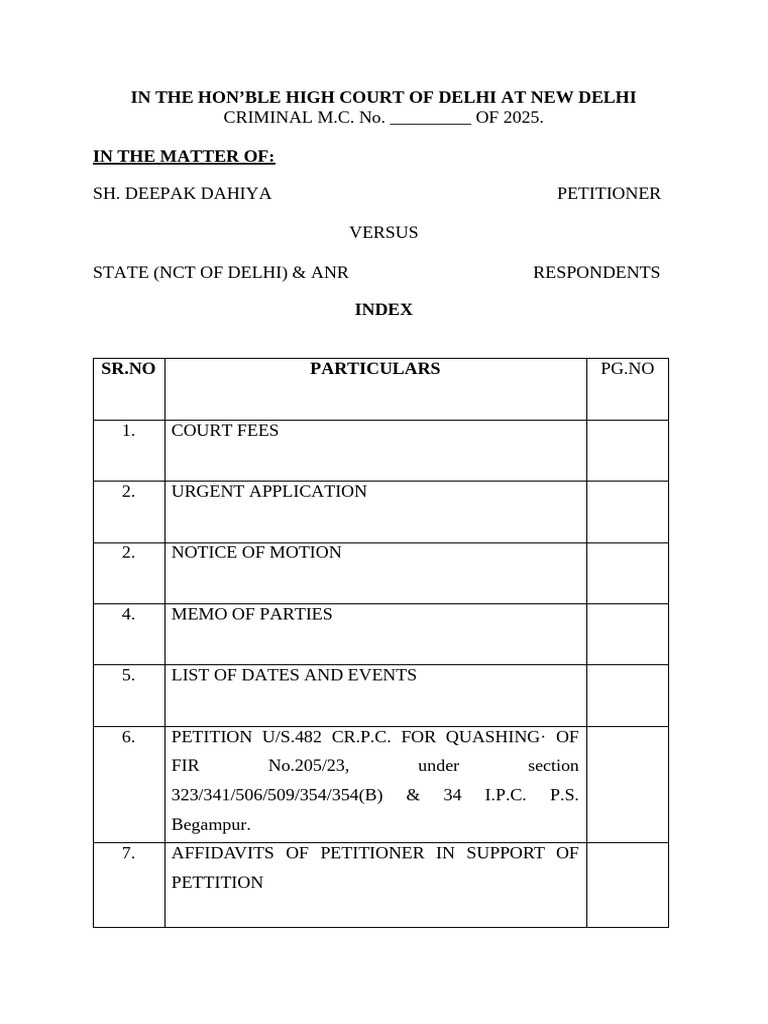 Deepak Quashing FIR No.205 | PDF | Affidavit | Justice
