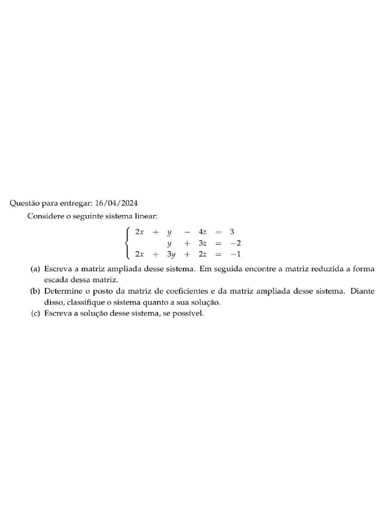 Exercicio Álgebra Linear I E | PDF