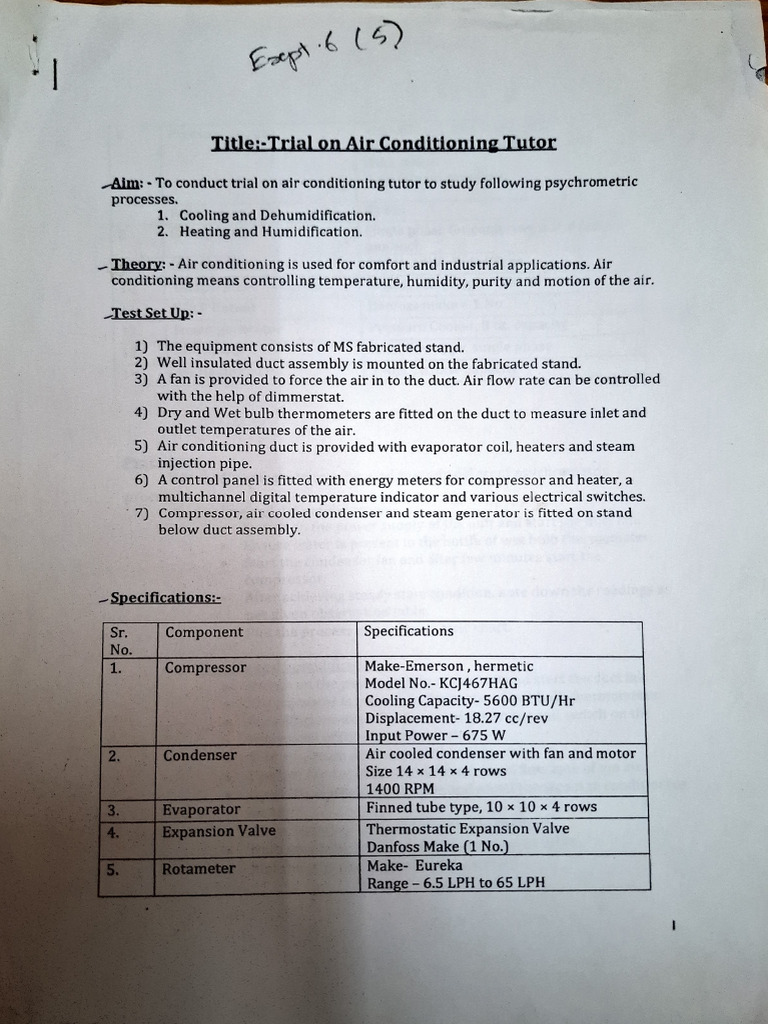 BA lab 5 | PDF | Air Conditioning | Heat Transfer