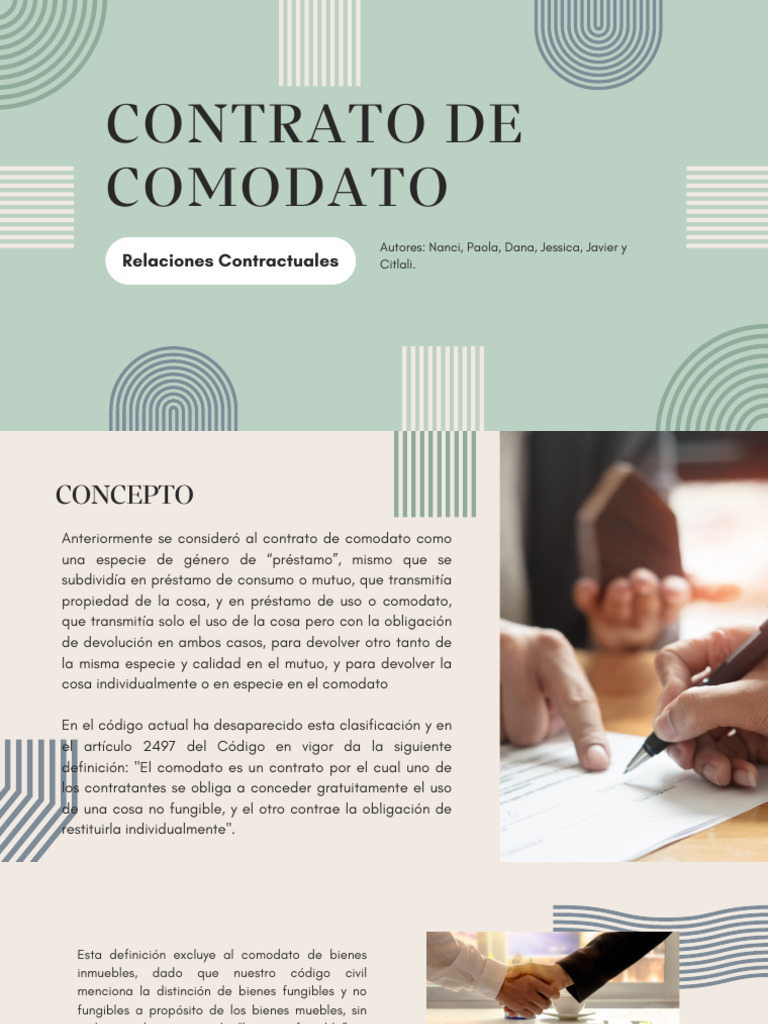 Contrato de Comodato - Relaciones Contractuales | PDF | Derecho privado | Derecho contractual