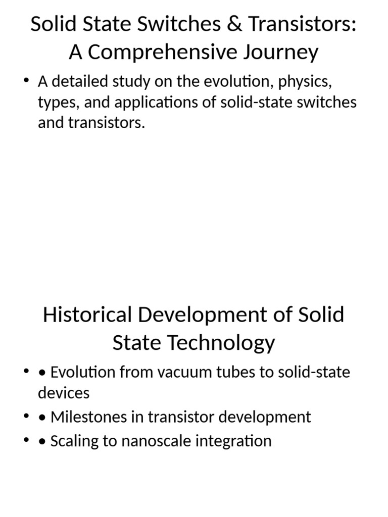 Solid State Switches Transistors | PDF