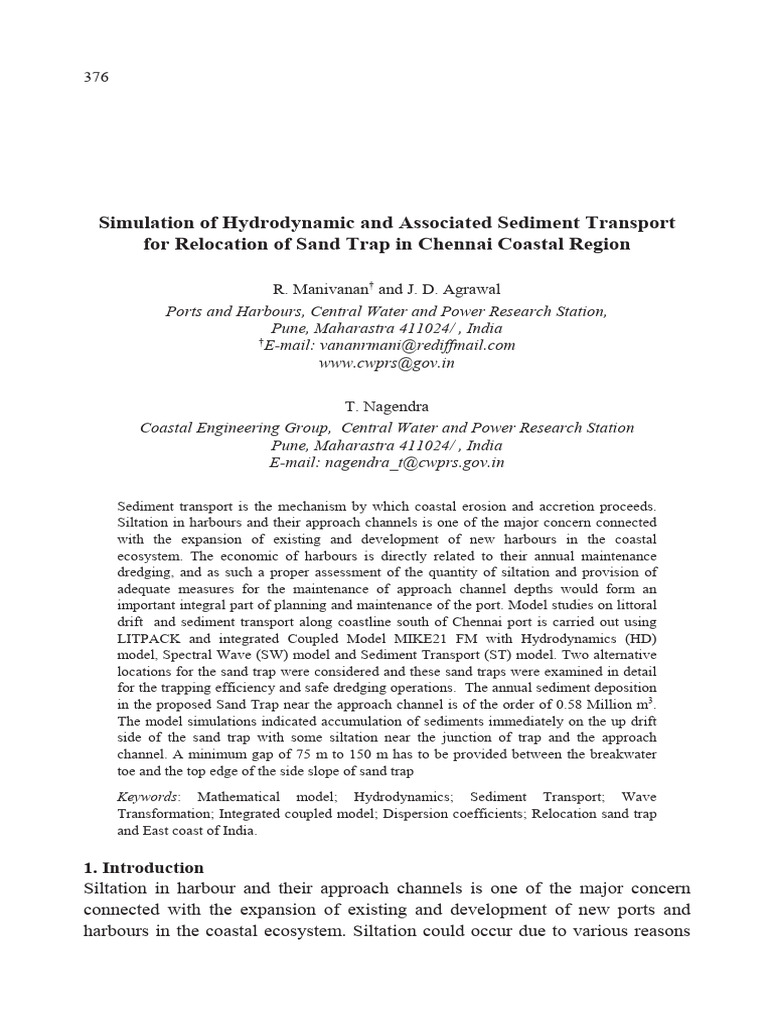 Simulation of Hydrodynamic and Associated Sediment Transport | PDF ...