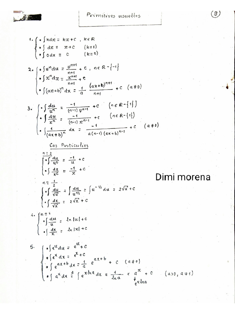 Primitives usuelles | PDF