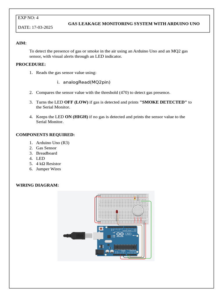 22CS103 Nithilan Valan Exp 4 | PDF | Arduino | Sensor