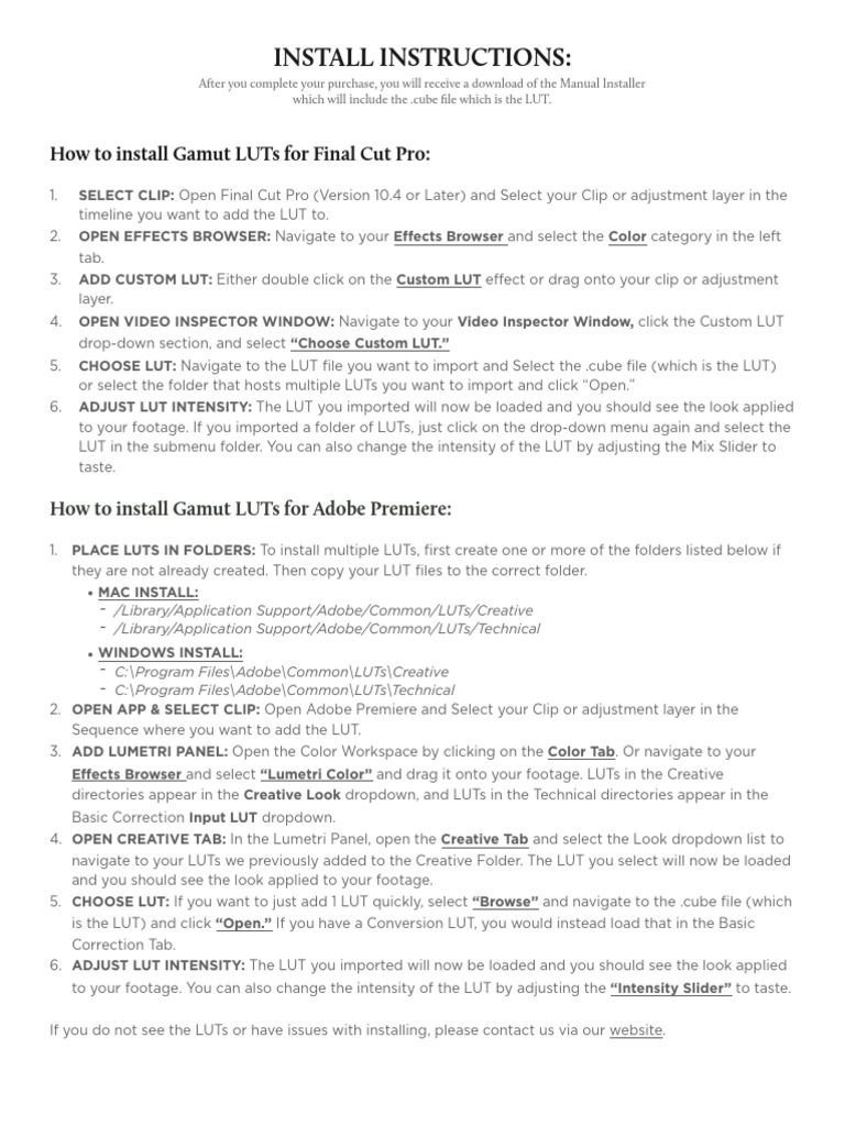Install Multiple LUTs in Premiere Pro | PDF | Computing Platforms ...