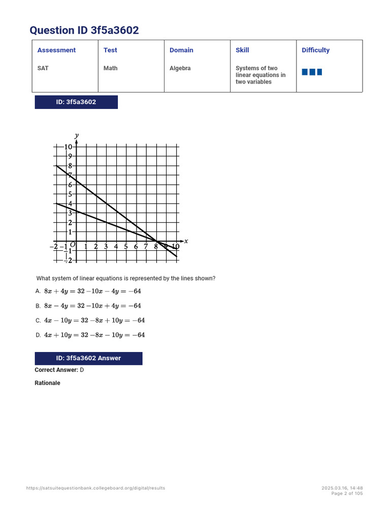 Systems of two linear equations in two variables | PDF | Equations ...