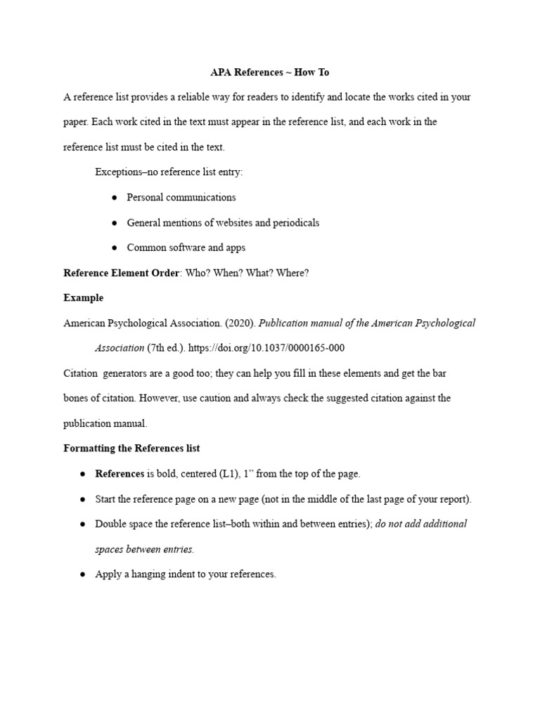 APA 7ed References HowTo | PDF | Citation | Apa Style