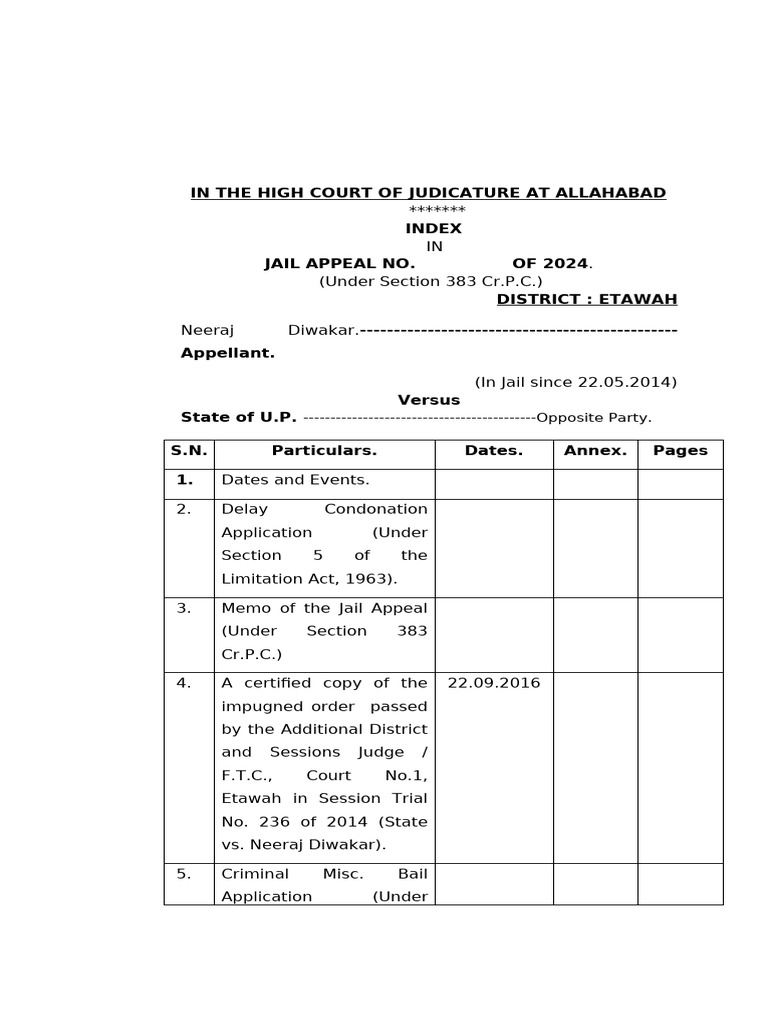 (Final) Jail Appeal - Niraj Diwakar - 01.01.2024 | PDF | Bail | Fine ...