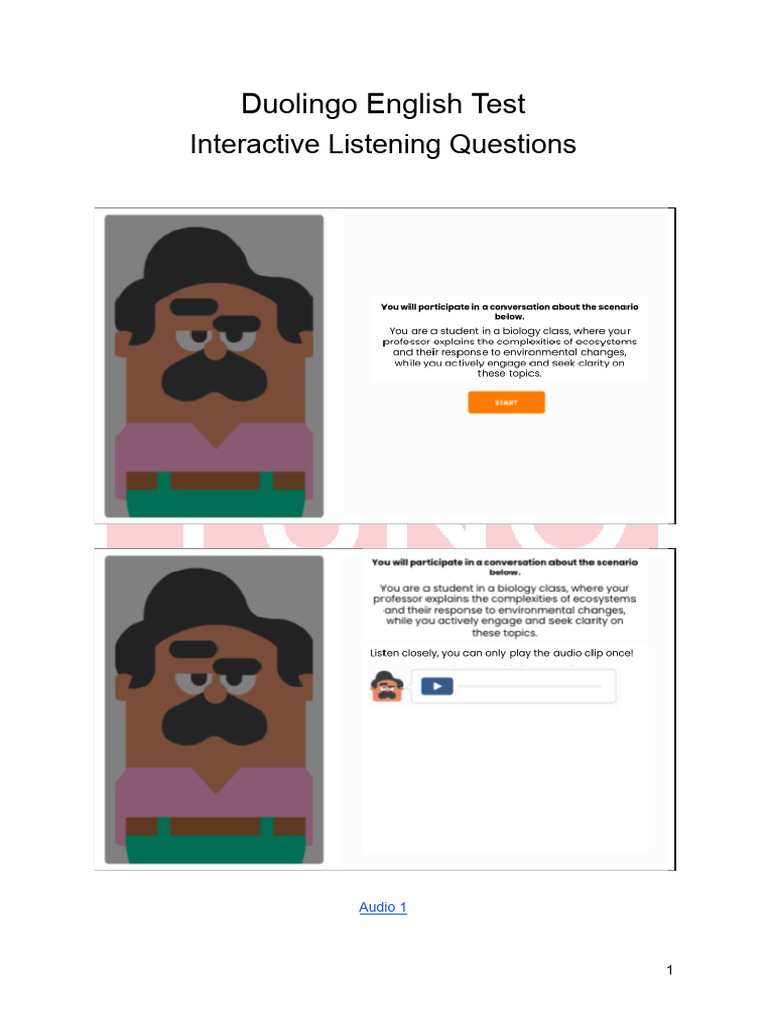 Duolingo Interactive Listening Questions (2) 1703174388 | PDF