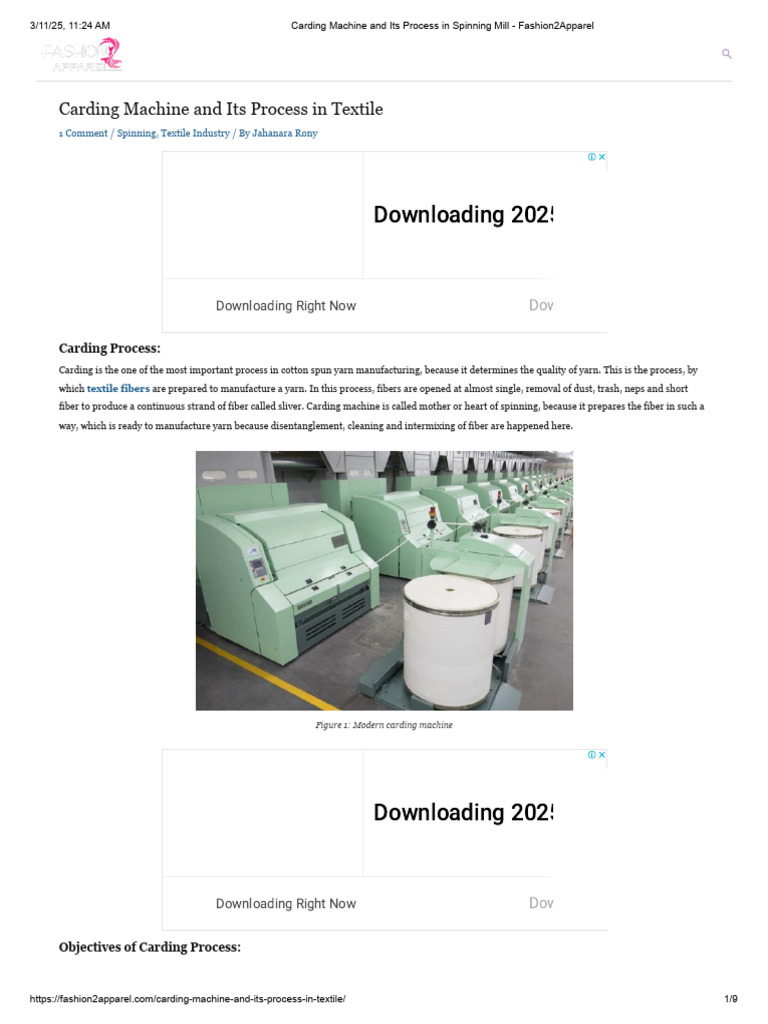Carding Machine and Its Process in Spinning Mill - Fashion2Apparel ...