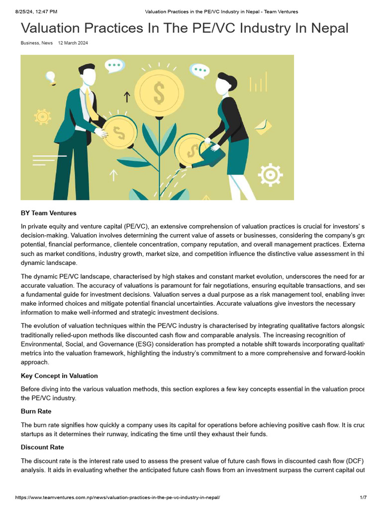 Valuation Practices in The PE - VC Industry in Nepal - Team Ventures | PDF | Valuation (Finance ...