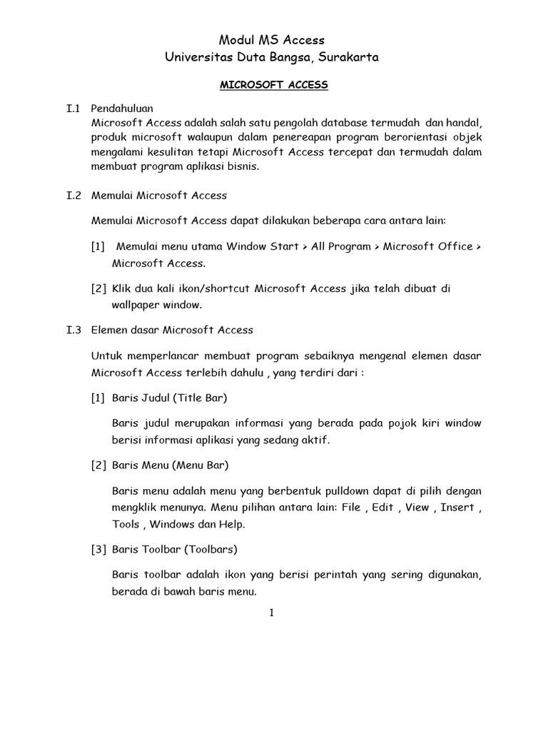 Modul Microsoft Access | PDF