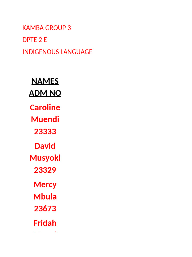 Dpte 2D Kamba Community Group | PDF