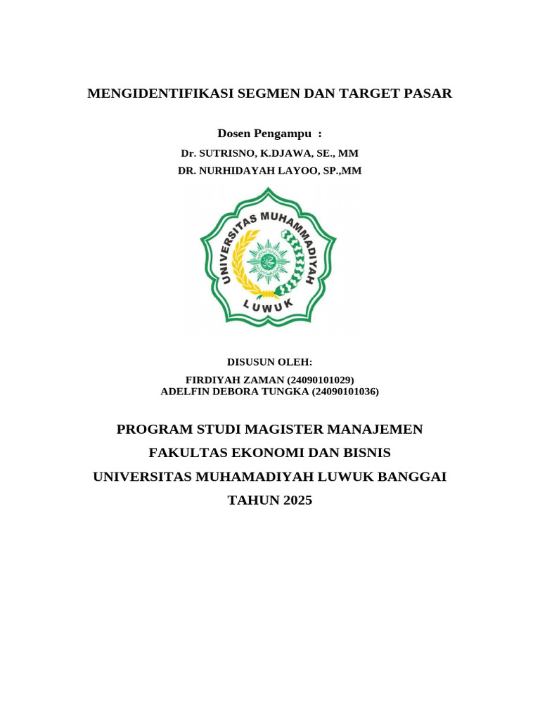 Identifikasi Segmen dan Target Pasar | PDF