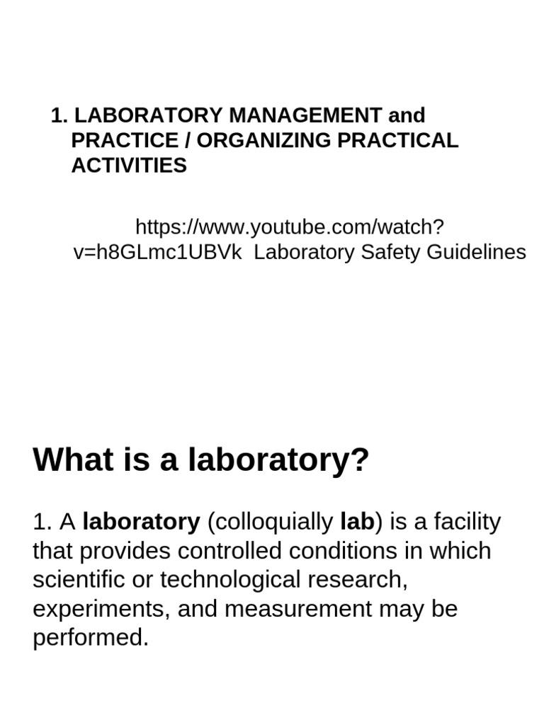 Laboratory Management and Practice Notes - MEDA 1A & B | PDF | Laboratories