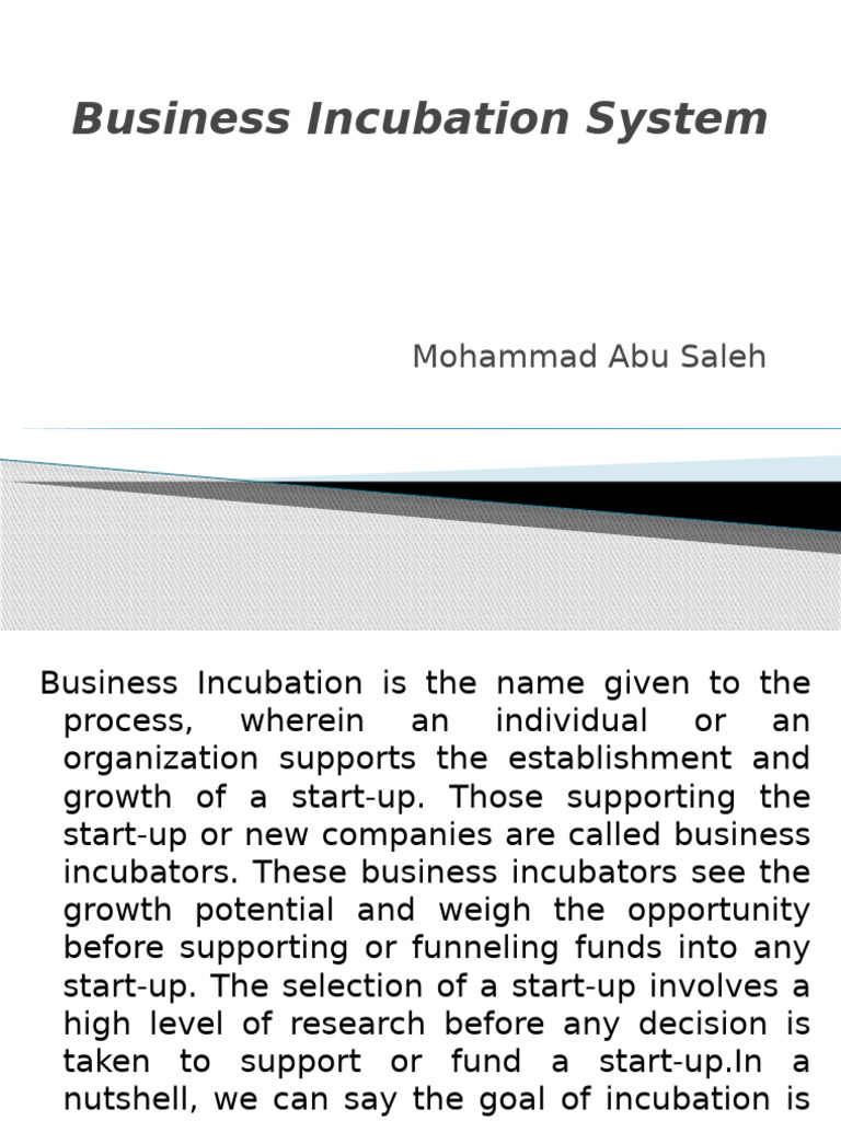 Business Incubation System | PDF | Business Incubator | Startup Company