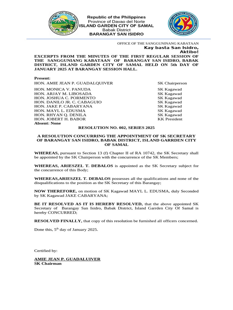 Appointment SK Secretary | PDF | Youth | Youth Organizations