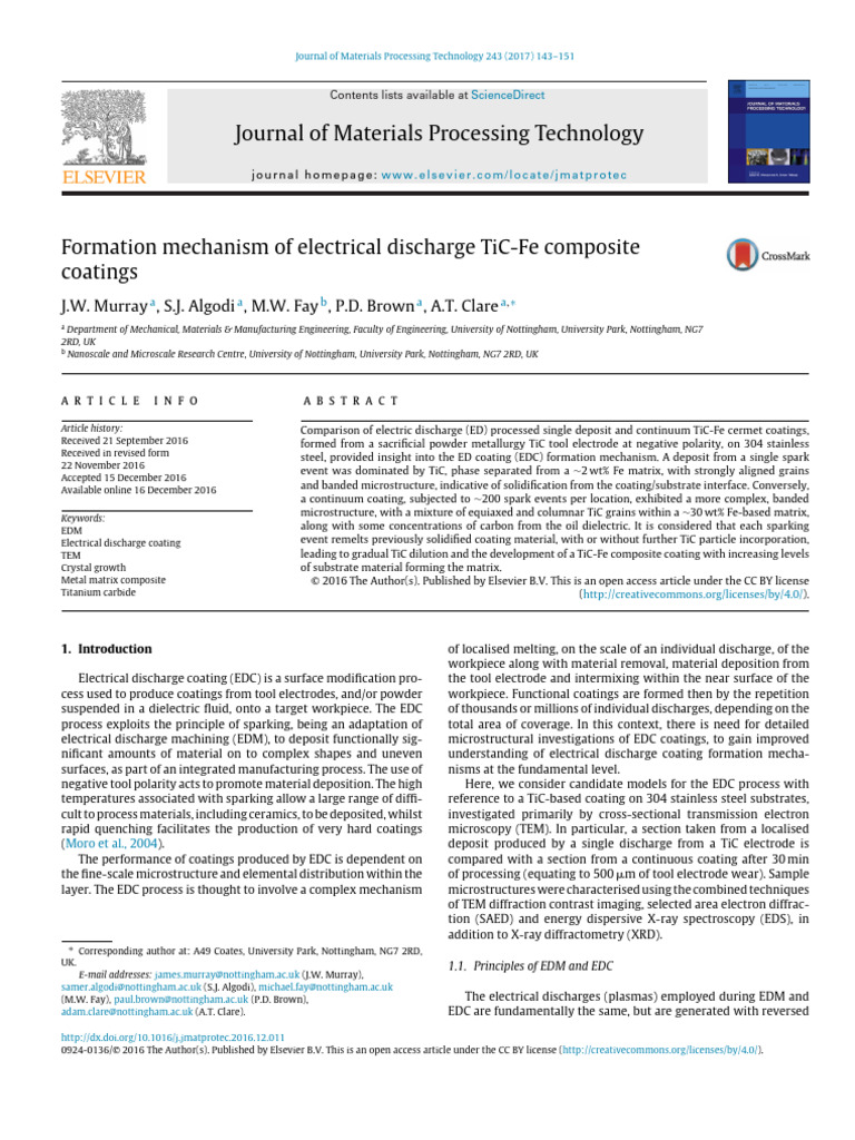 03 Formation mechanism of electrical discharge TiC-Fe composite | PDF ...