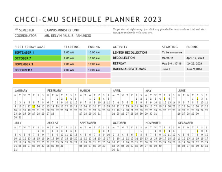 CHCCI CMUSchedule Planner 2024 | PDF