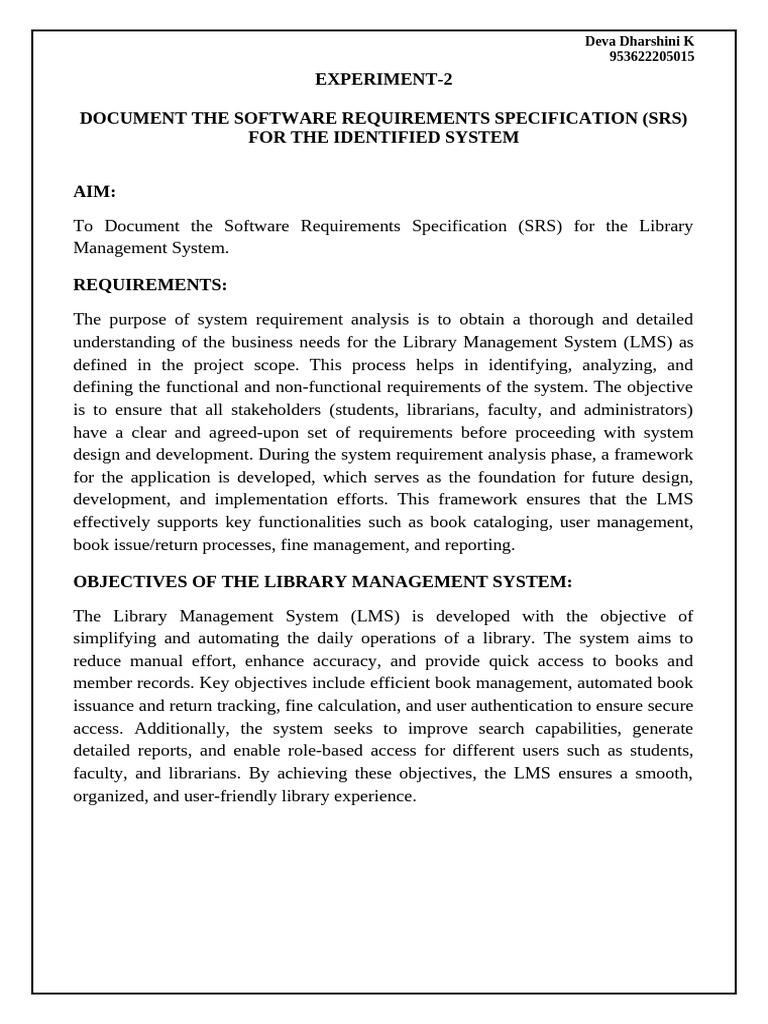Oose Ex-2 Library Management System | PDF | Databases | Libraries