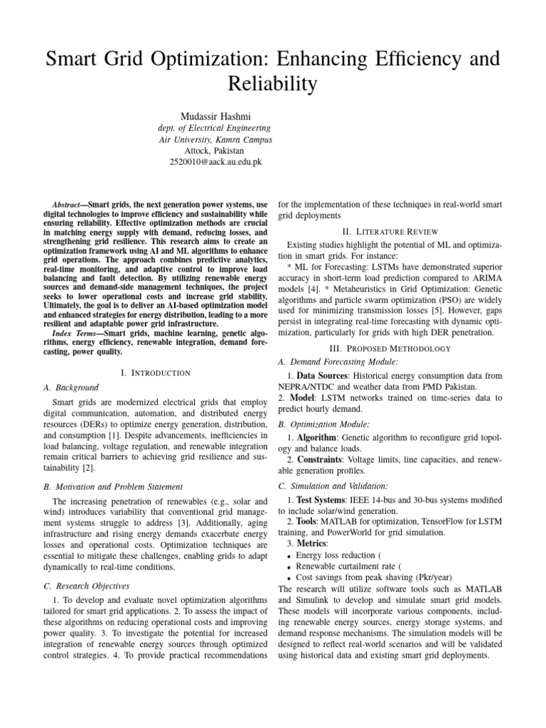 Research Proposal (Smart Grid Optimization) | PDF | Smart Grid ...