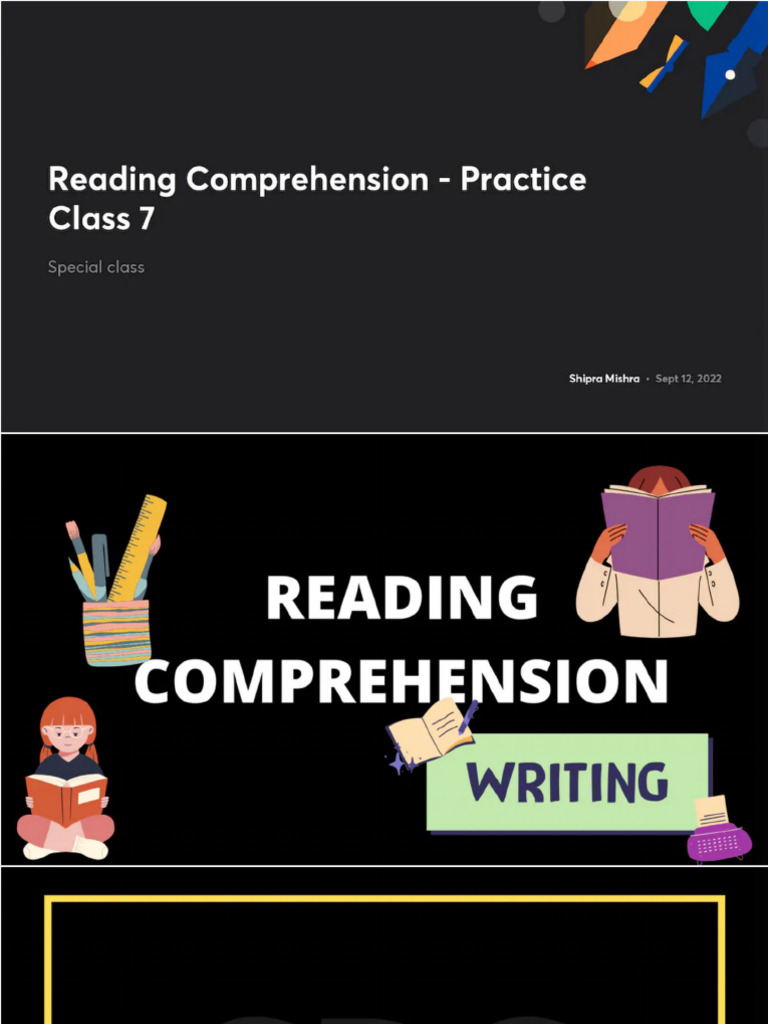 Reading Comprehension Practice Class 7 With Anno | PDF