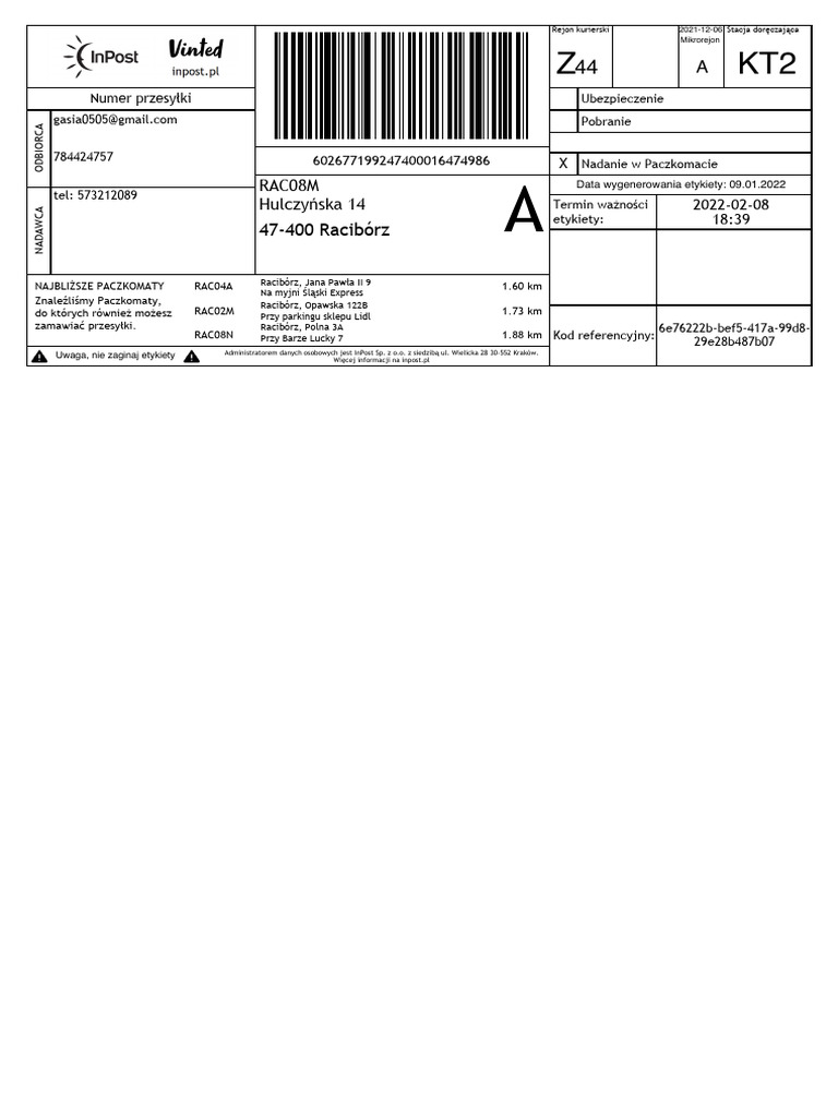 Httpsshipping.vinted.comshipments6e76222b Bef5 417a 99d8 29e28b487b07label.pdf | PDF
