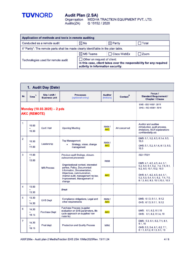 EHS Audit Plan | PDF