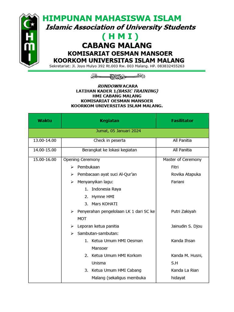 Rundown LK 1 HMI OM 2024 Fiks 1 | PDF