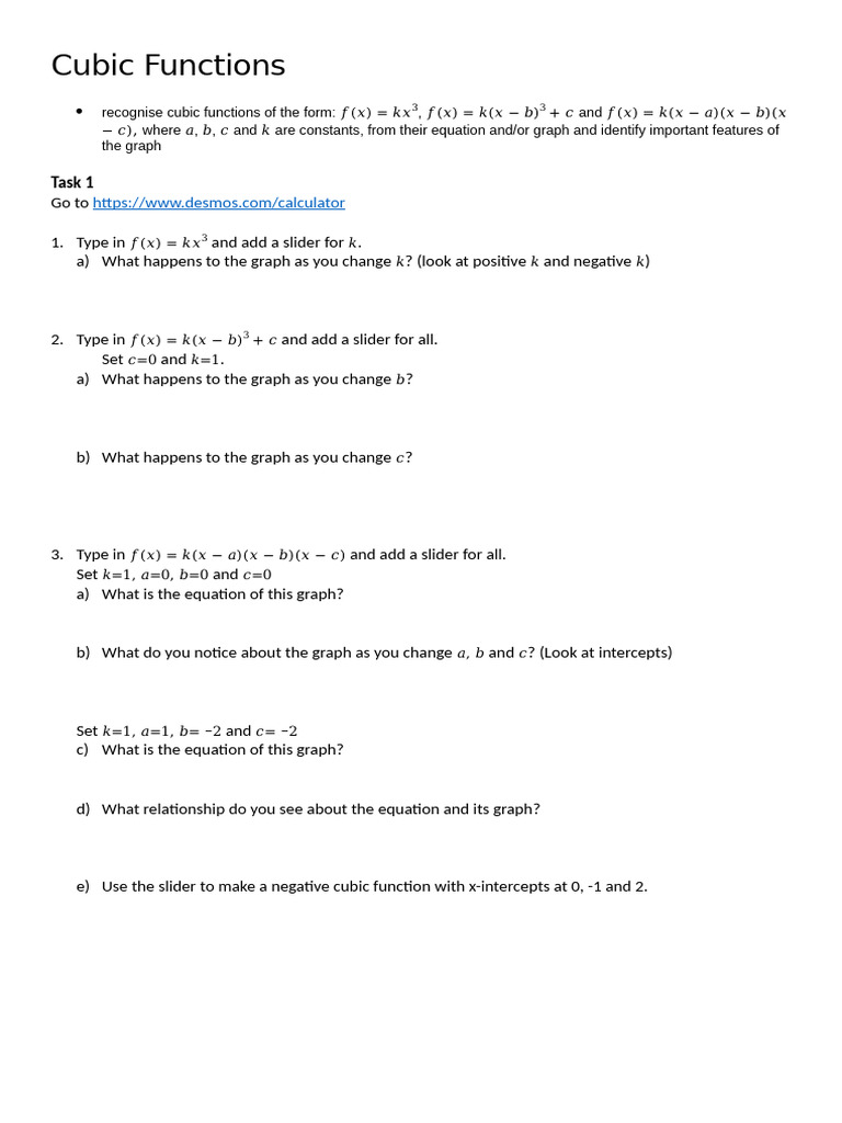 Grade 12 Cubic Functions Guide | PDF