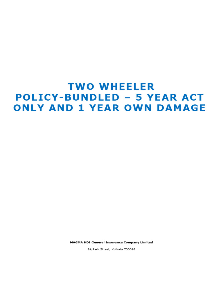Two-Wheeler Insurance Policy Details | PDF | Indemnity | Insurance