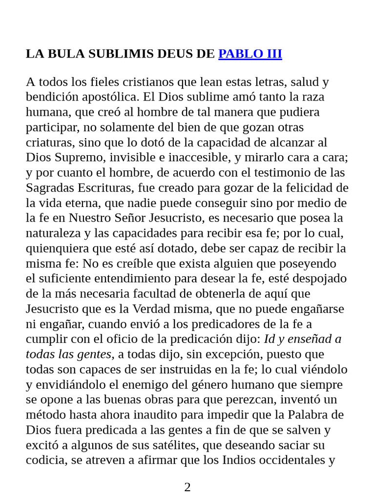 Bula Sublimis Deus-1 | PDF | Fe | Cristo (título)