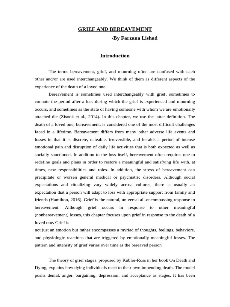 bereavement and grief | PDF | Grief | Psychological Trauma