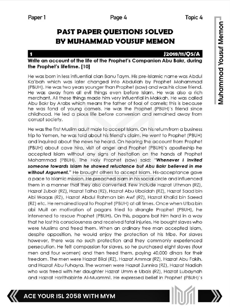 10 Blessed Companions Past Papers Solved CONFIDENTIAL FILE | PDF